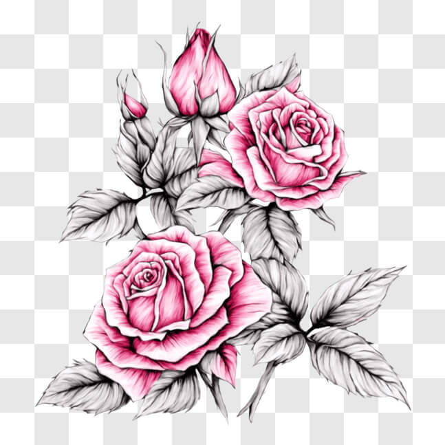 Download Pink Roses Art Piece on Black Background PNGs Online ...