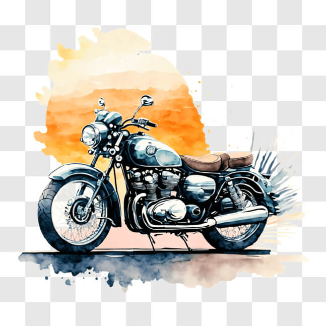 Download Watercolor Painting of Vintage Motorcycle at Sunset PNGs ...