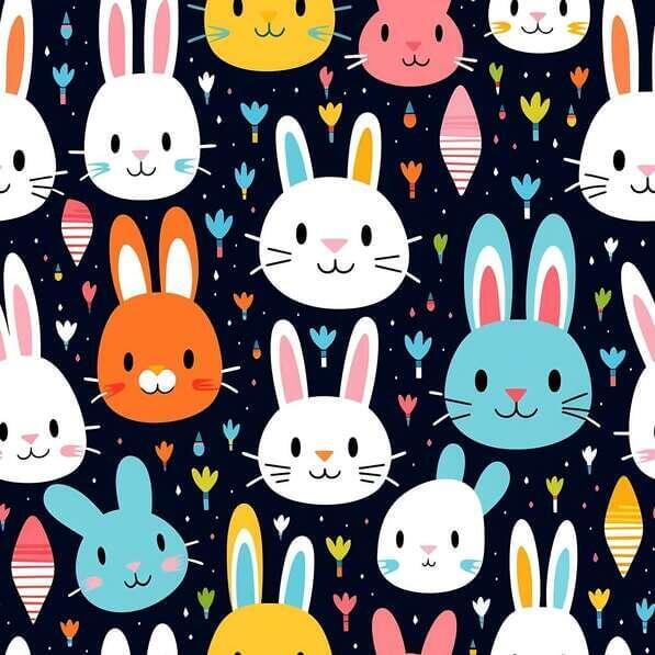 Download Colorful Bunny Faces Seamless Pattern for Easter Patterns ...