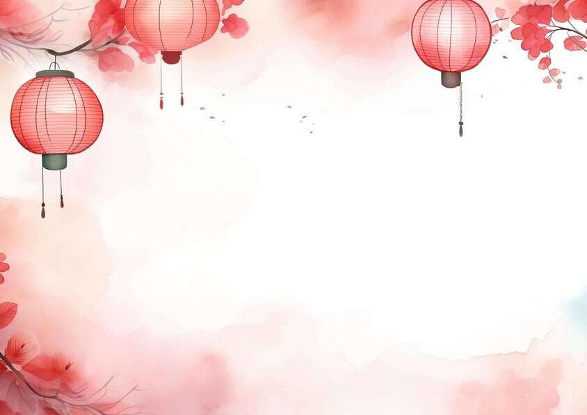 Download Chinese New Year Watercolor Background with Red Lanterns and ...