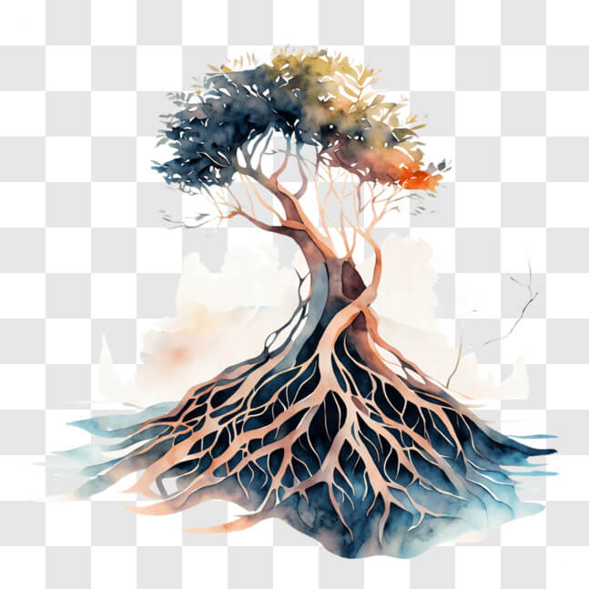Download Tree with Roots Growing Out of Water PNGs Online - Creative ...