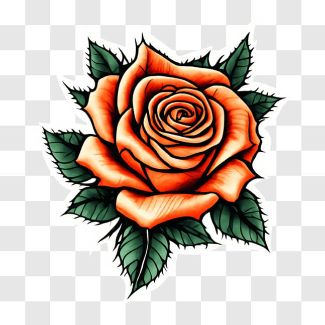 Download Orange Rose Tattoo on Black Background PNGs Online - Creative ...