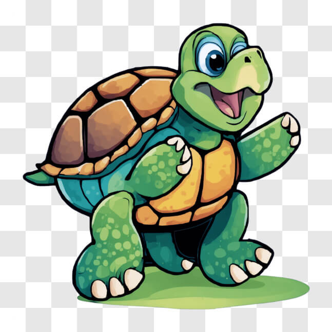 Download Cheerful Cartoon Turtle Waving Cartoons Online - Creative Fabrica