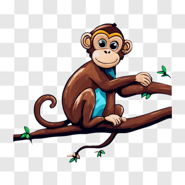 Download Cartoon Monkey on Oak Tree Branch Cartoons Online - Creative ...