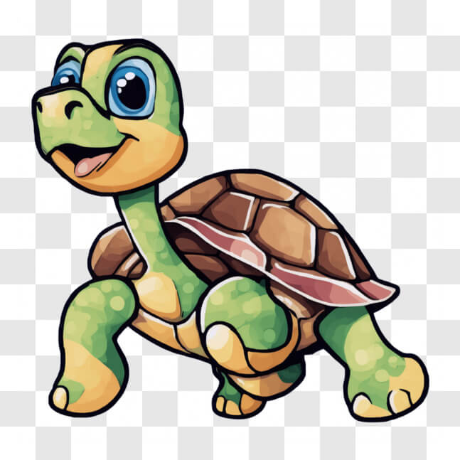 Download Cartoon Turtle with Blue Eyes and Green Stripes Cartoons ...