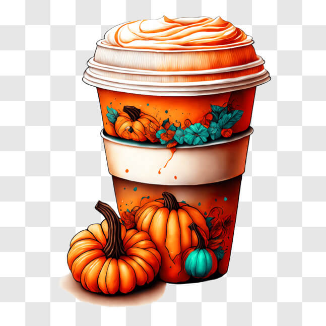 Download Cozy Pumpkin Spice Coffee Cup with Fall Decor PNGs Online ...