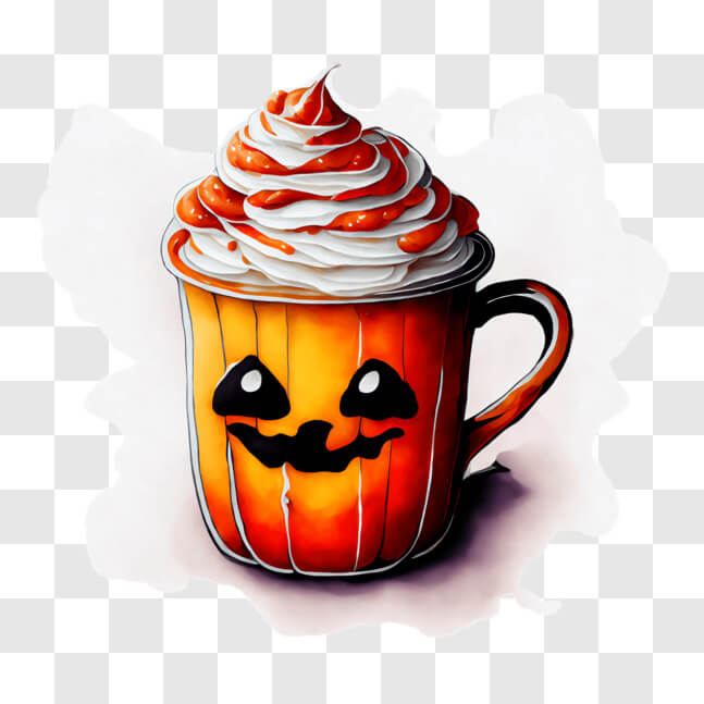 Download Pumpkin-shaped Cup of Hot Cocoa with Whipped Cream and ...