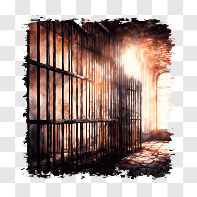 Download Empty Jail Cell with Sunlight Filtering Through Bars PNGs ...
