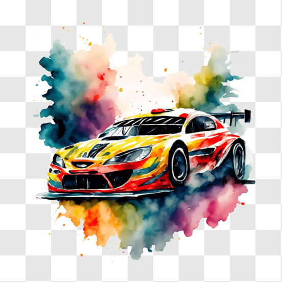 Download Colorful Race Car on Track with Paint Splashes PNGs Online ...