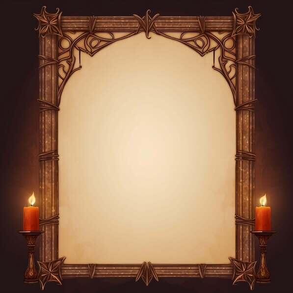 Download Ornate Gothic Frame with Candles on Dark Background ...