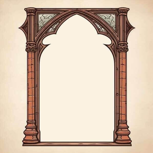 Download Gothic Window Frame Illustration with Ornate Arch Backgrounds ...