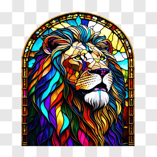 Download Imposing Lion Stained Glass Window Artwork PNGs Online ...