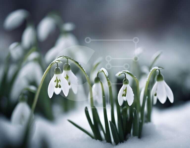 Snowdrops in the Snow: A Delicate Winter Beauty stock photo | Creative ...