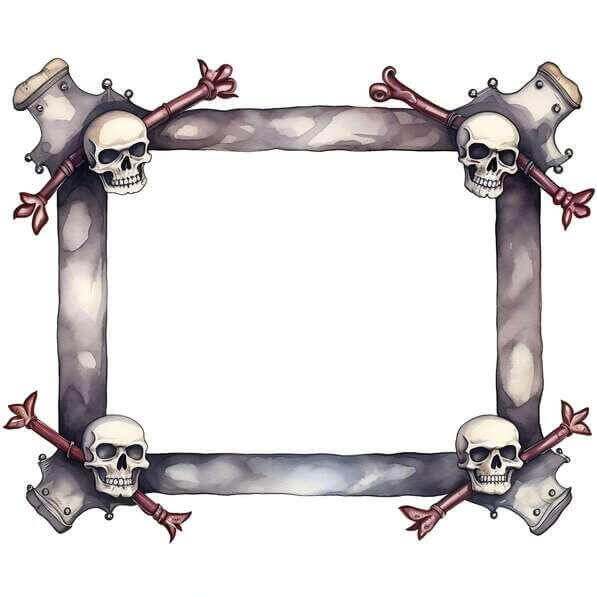 Download Pirate Themed Happy Birthday Frame with Skulls and Crossbones ...
