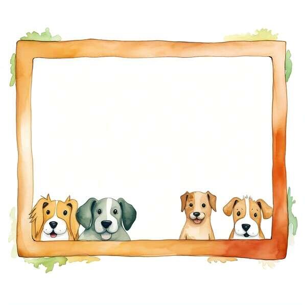 Download Four Dogs Sitting in Front of a Watercolor Frame Backgrounds ...
