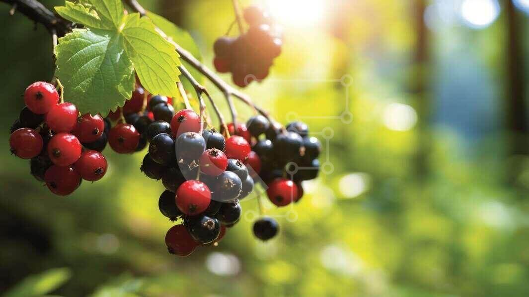 Beautiful Tree Branch with Red and Black Berries in the Forest stock ...
