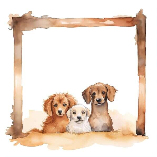 Download Watercolor Frame with Three Dogs Backgrounds Online - Creative ...