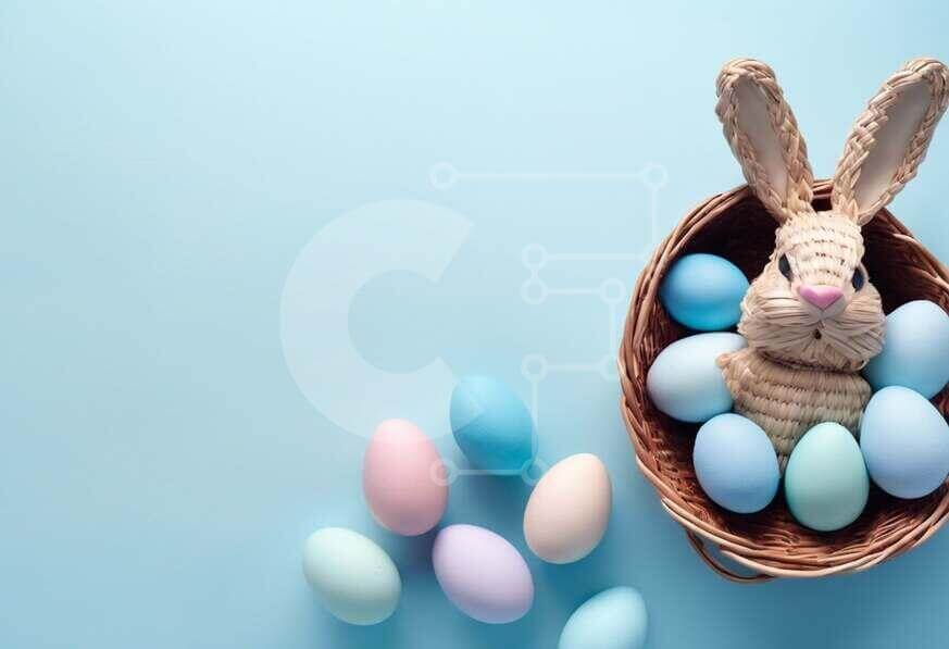 Colorful Easter Celebration with Bunny and Eggs stock photo | Creative ...