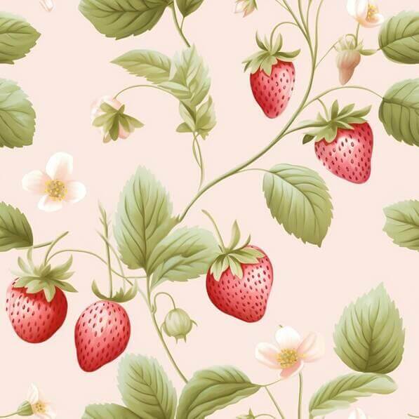 Download Seamless Strawberry Pattern with Green Leaves and White ...
