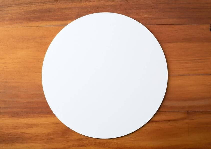 Download White Oval Paper on Wooden Table with Writing Utensils Mockups ...