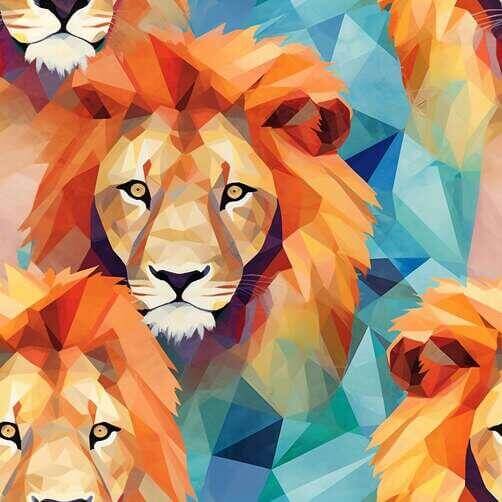 Download Seamless Polygonal Lion Pattern Patterns Online - Creative Fabrica