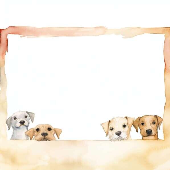 Download Watercolor Frame with Peeking Dogs Backgrounds Online ...