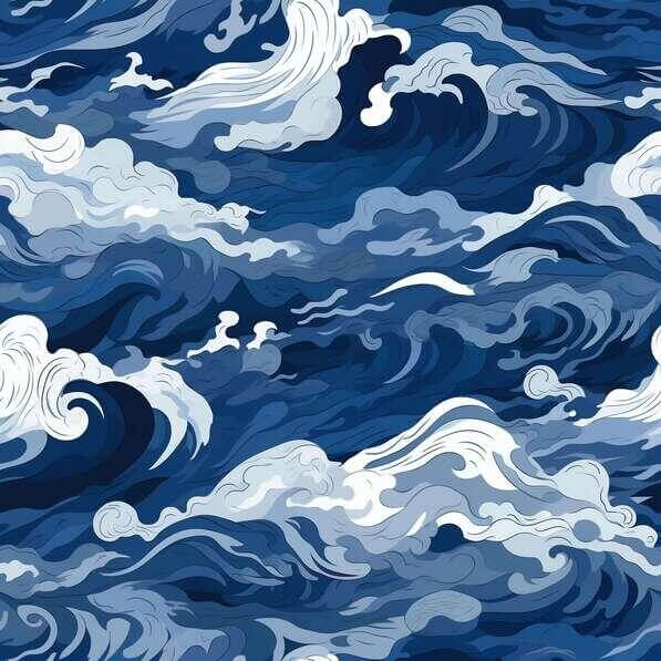 Download Seamless White and Blue Ocean Waves Pattern Patterns Online ...