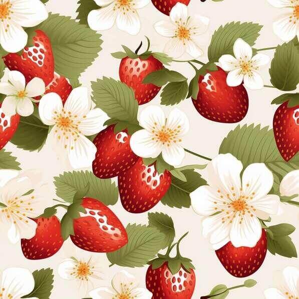 Download Strawberry and White Flower Seamless Pattern Backgrounds ...