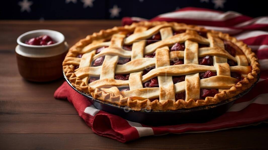 Delicious American Flag Pie with Cranberries stock photo | Creative Fabrica