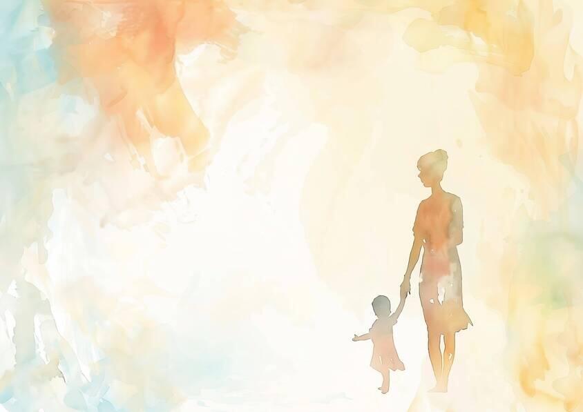 Download Woman and Child in Abstract Watercolor Painting Backgrounds ...