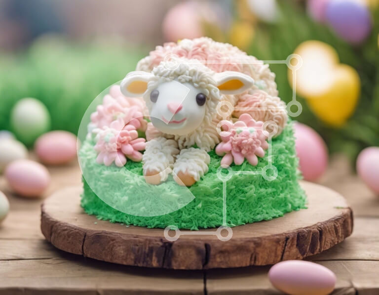 Gâteau de mouton de Pâques avec des œufs décoratifs photo stock ...