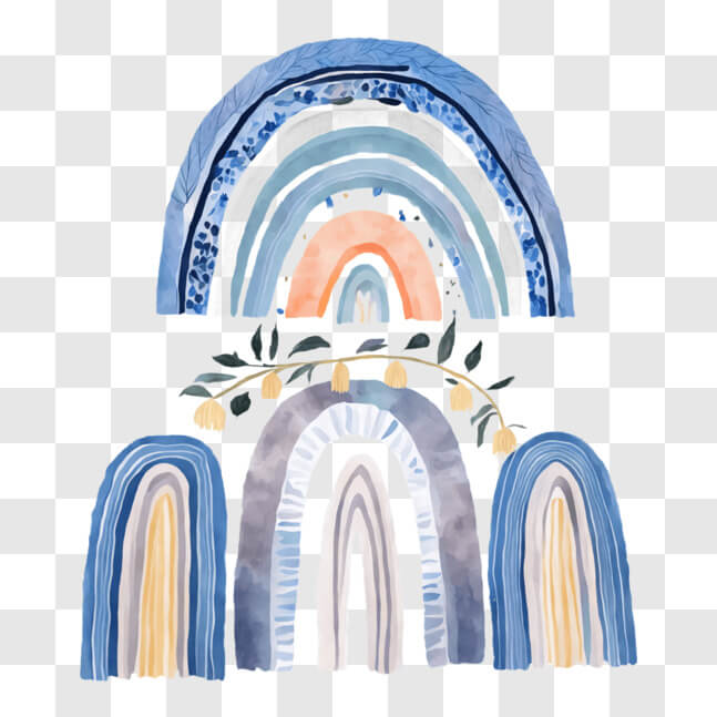 Download Colorful Watercolor Illustration of Three Rainbows PNGs Online ...