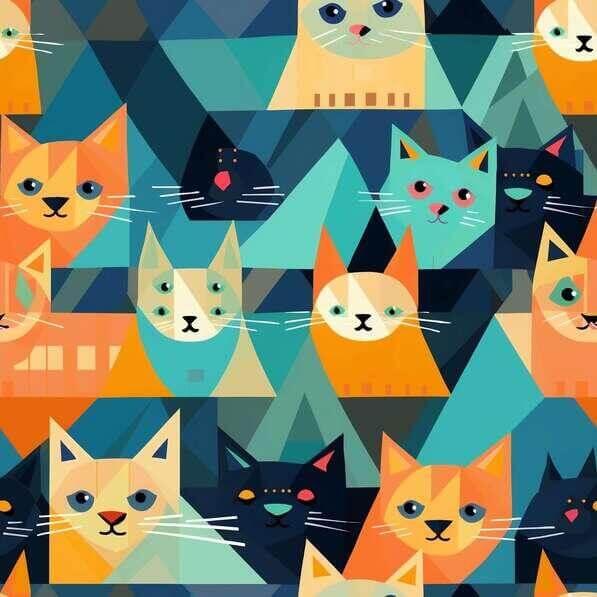 Download Colorful Cat Pattern for Home Decor Patterns Online - Creative ...