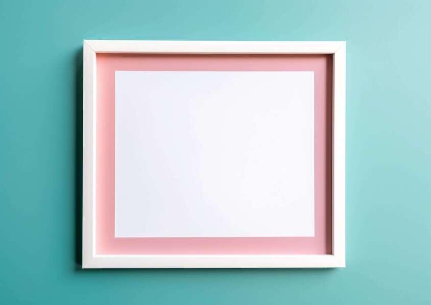 Descarga Marco Blanco en Pared Turquesa con Fondo Rosa Mockups En Línea ...