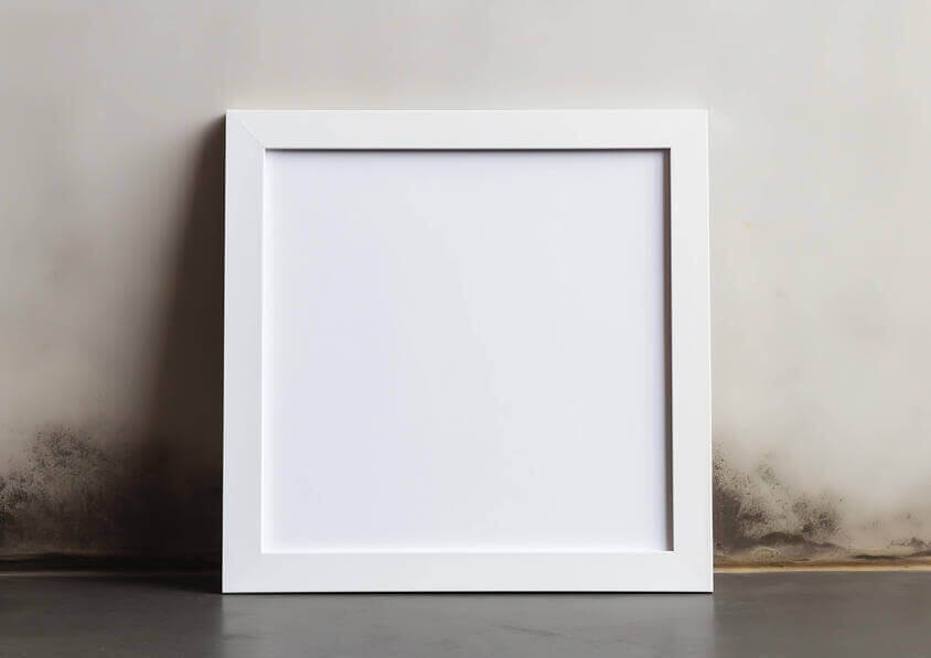 Download Empty White Picture Frame on Unfinished Concrete Wall Mockups ...