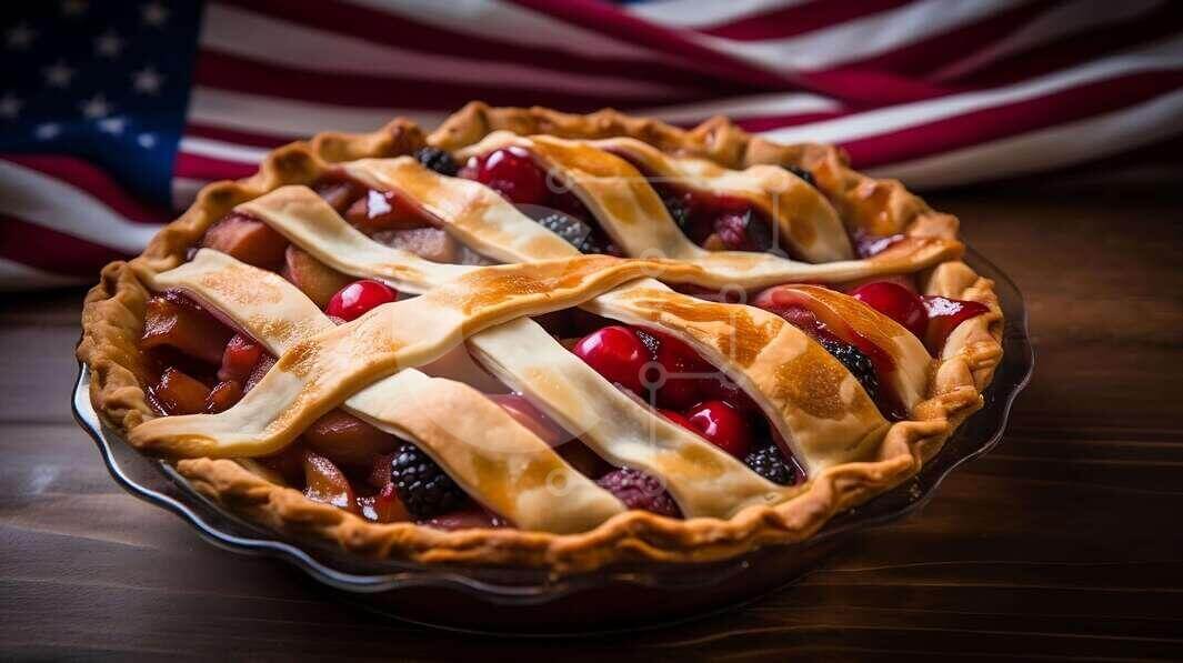 Patriotic American Flag Pie with Lattice Decoration stock photo ...