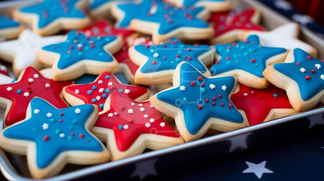 Red, White, and Blue Star Cookies for Independence Day stock photo ...