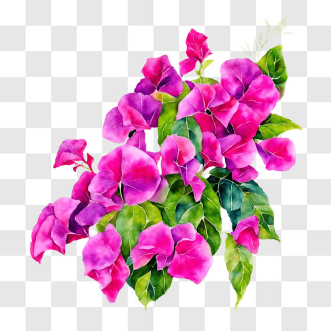 Download Pink Bougainvillaea Flowers Watercolor Painting PNGs Online ...