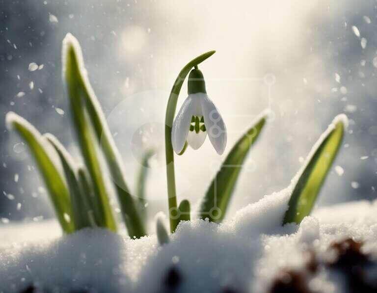 Beautiful Snowdrop Flower in Early Spring stock photo | Creative Fabrica