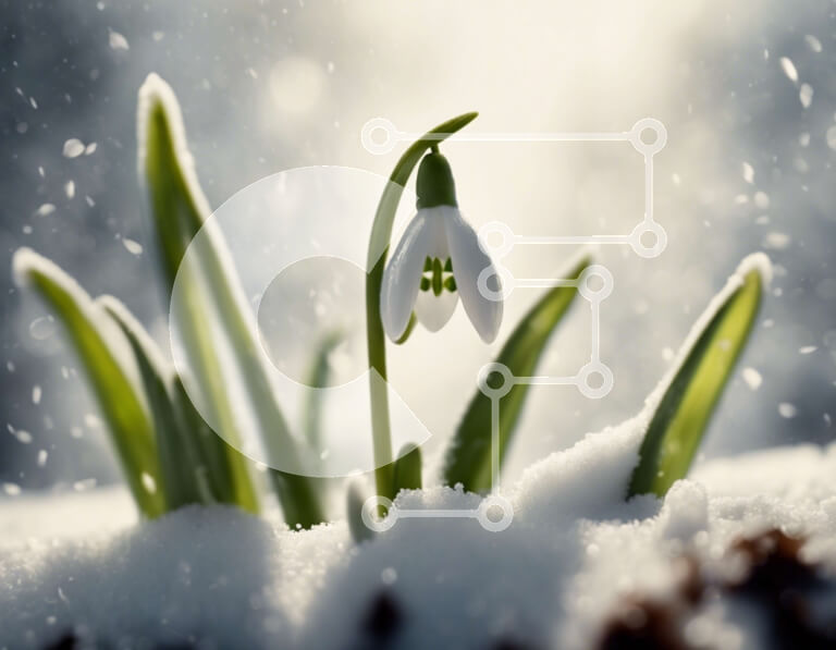 Download Single Snowdrop Flower Emerging from the Snow Stockphotos ...