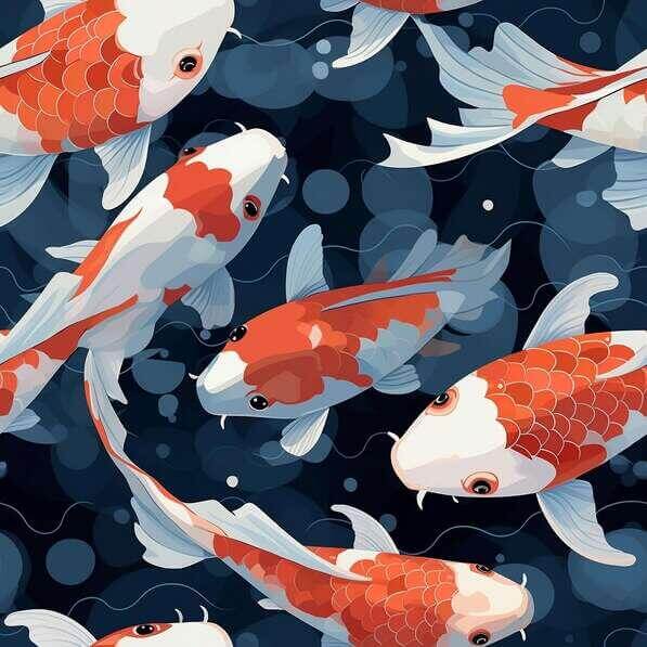 Download Seamless Red and White Koi Fish Pattern in Water Patterns ...