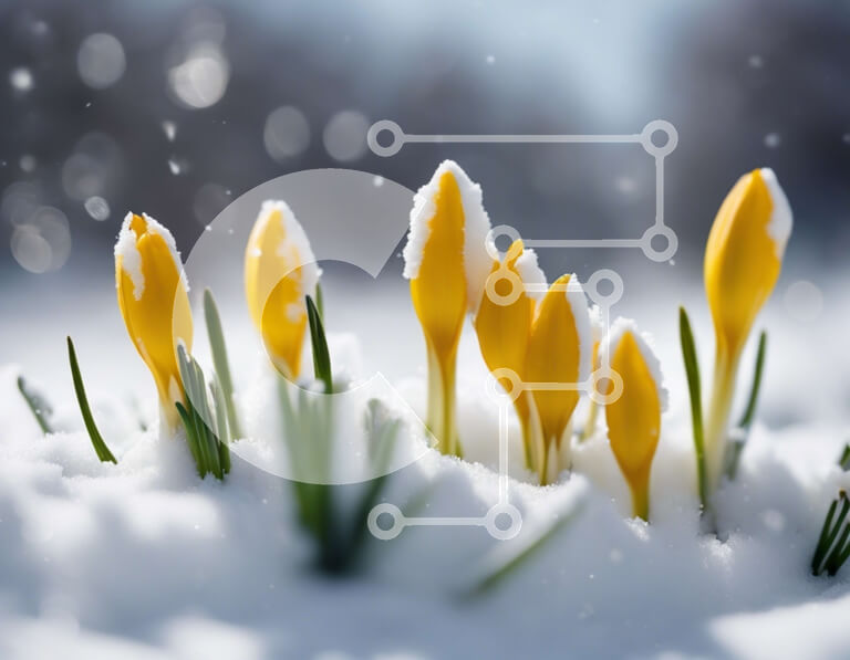 Download Yellow Crocus Flowers Blooming in the Snow Stockphotos Online ...