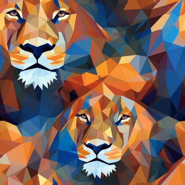 Download Geometric Lion Wall Art with Triangles and Colors Patterns ...