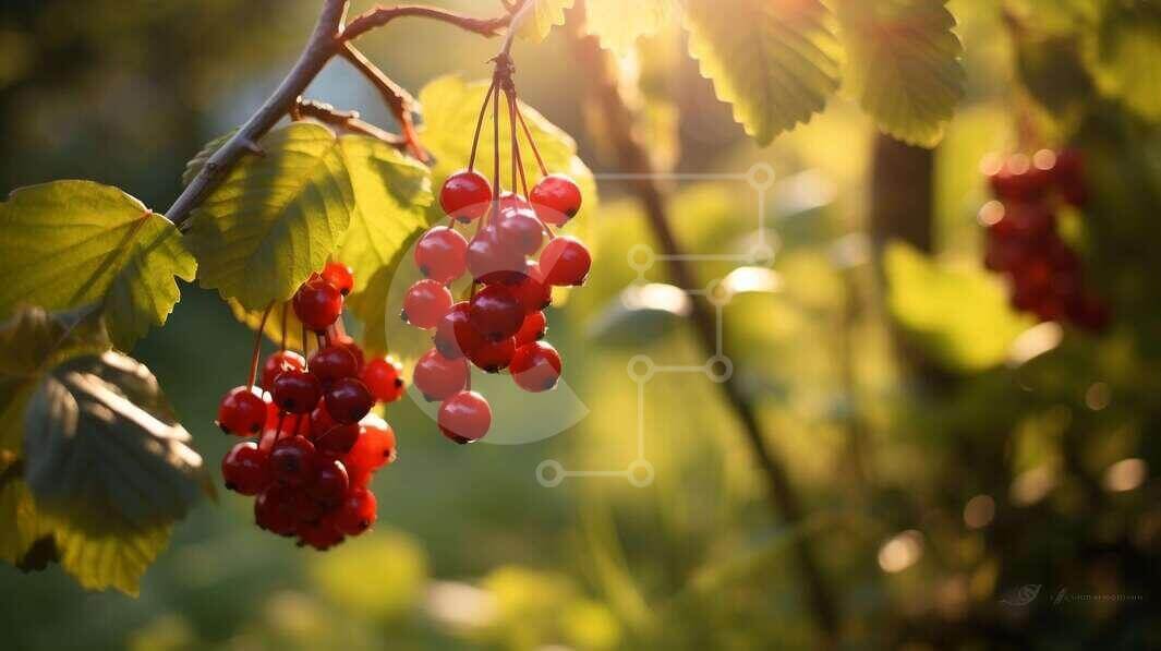 Beautiful Tree Branch with Red Berries in Sunlight stock photo ...