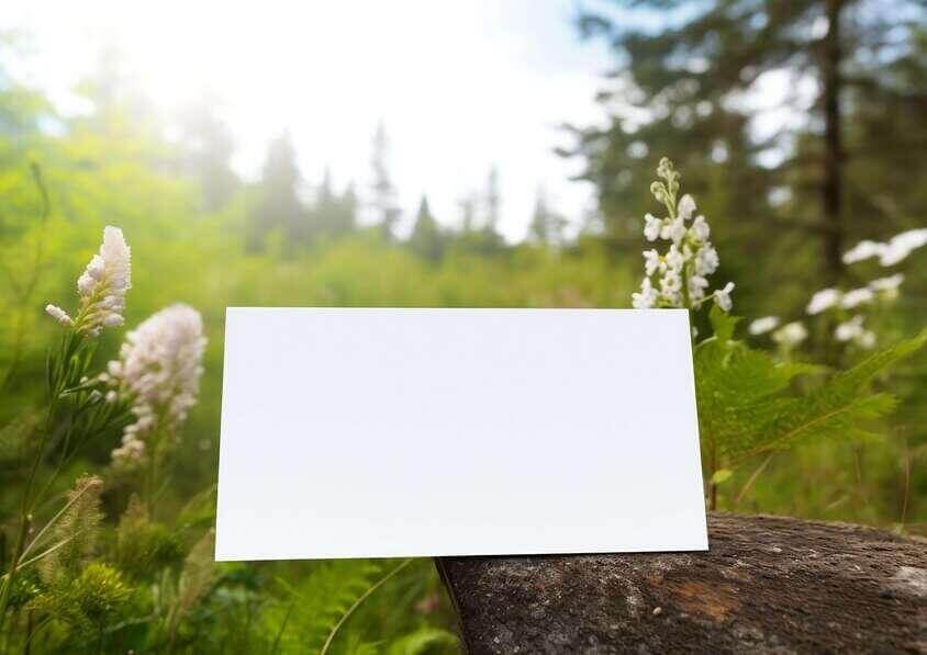 Pobierz narzędzie Pusta Biała Karta na Pniu Drzewa w Lesie Mockups ...