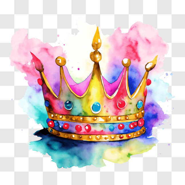 Download Colorful Crown with Watercolor Splashes PNGs Online - Creative ...
