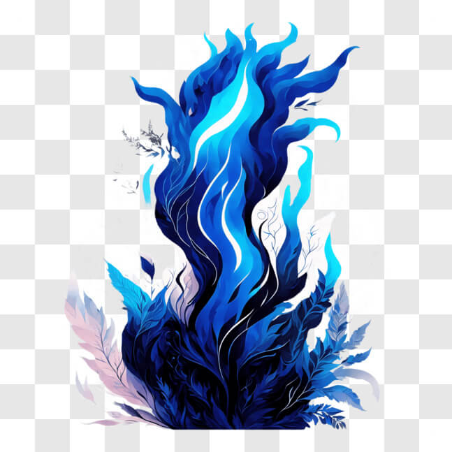 Download Illustration of Fire with Blue Flames and Feathers PNGs Online ...