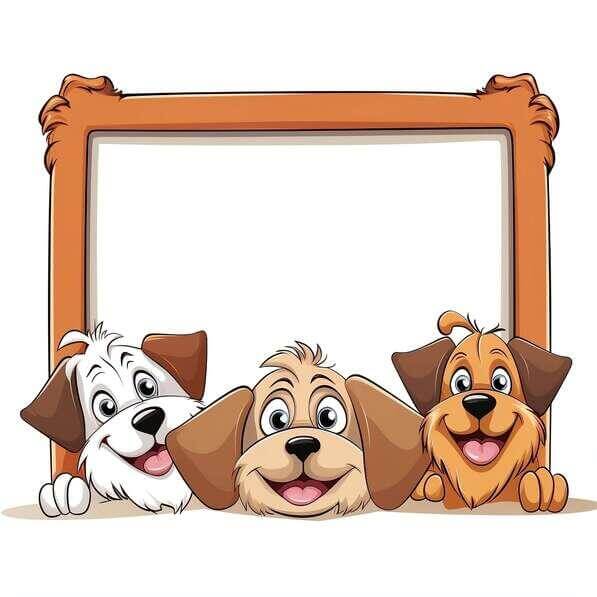 Download Three Cartoon Dogs Playing Behind a Frame Backgrounds Online ...