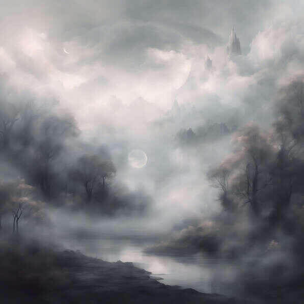 Download Misty Landscape with Trees and Mountains Backgrounds Online ...