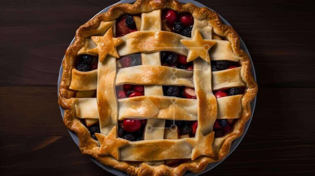 Delicious Fruit Pie with Lattice and Stars stock photo | Creative Fabrica